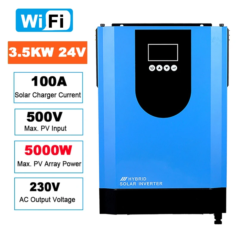 MPPT SCC 와이드 PV 입력 범위 120VDC 500VDC 100A, 3.5KW 5KW 태양 하이브리드 인버터, 24V ...