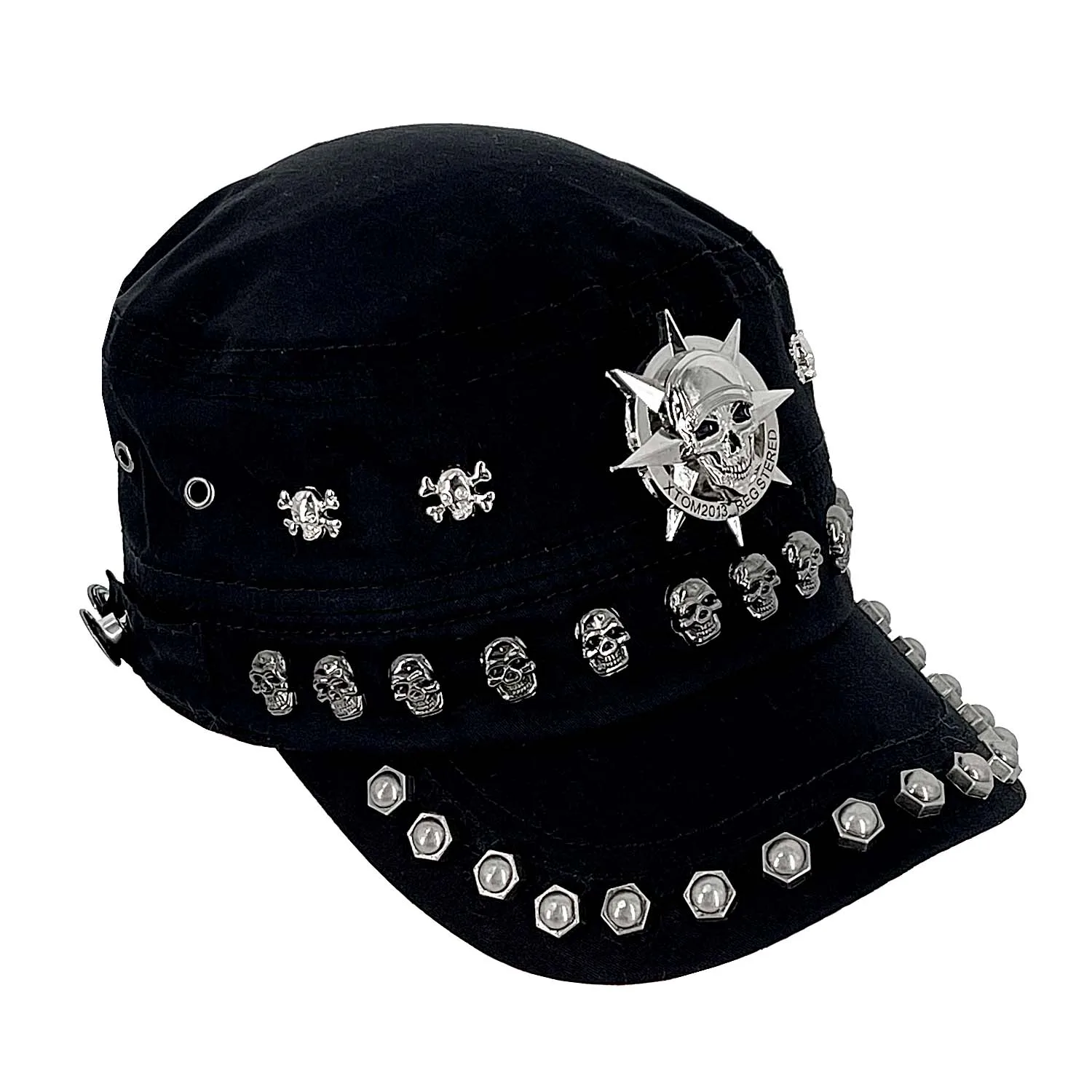 Punk-Rocker-Baseball-Hat-Men-Women-Skull-Rivet-Elastic-Cotton-Casual ...