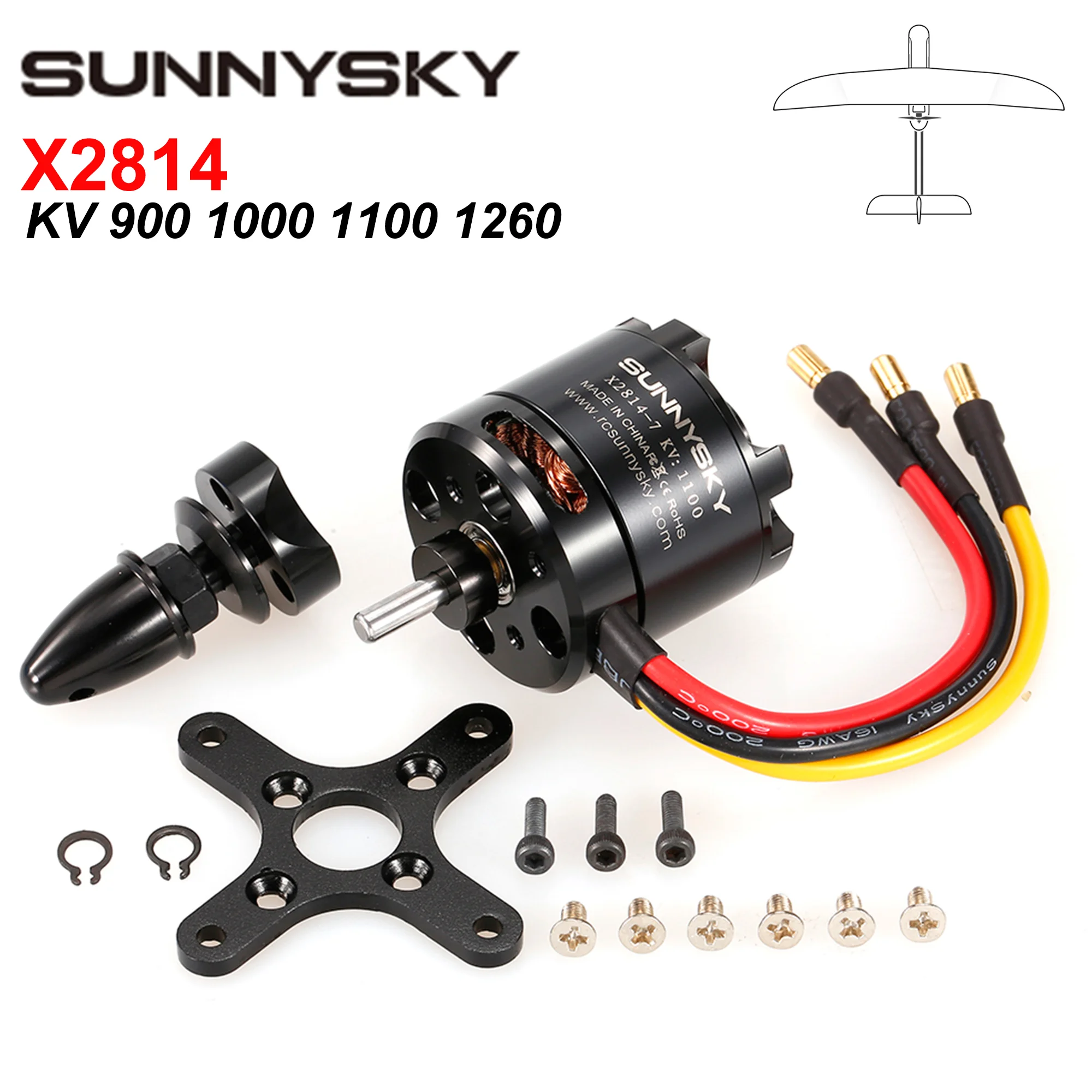 Original SUNNYSKY X2814 900KV 1000KV 1100KV 1250KV Outrunner Brushless ...