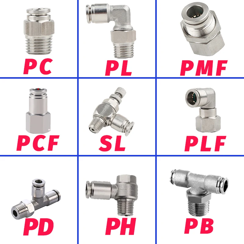 304 Stainless Steel Air Hose Fitting PC PCF PL SL Pneumatic Pipe ...