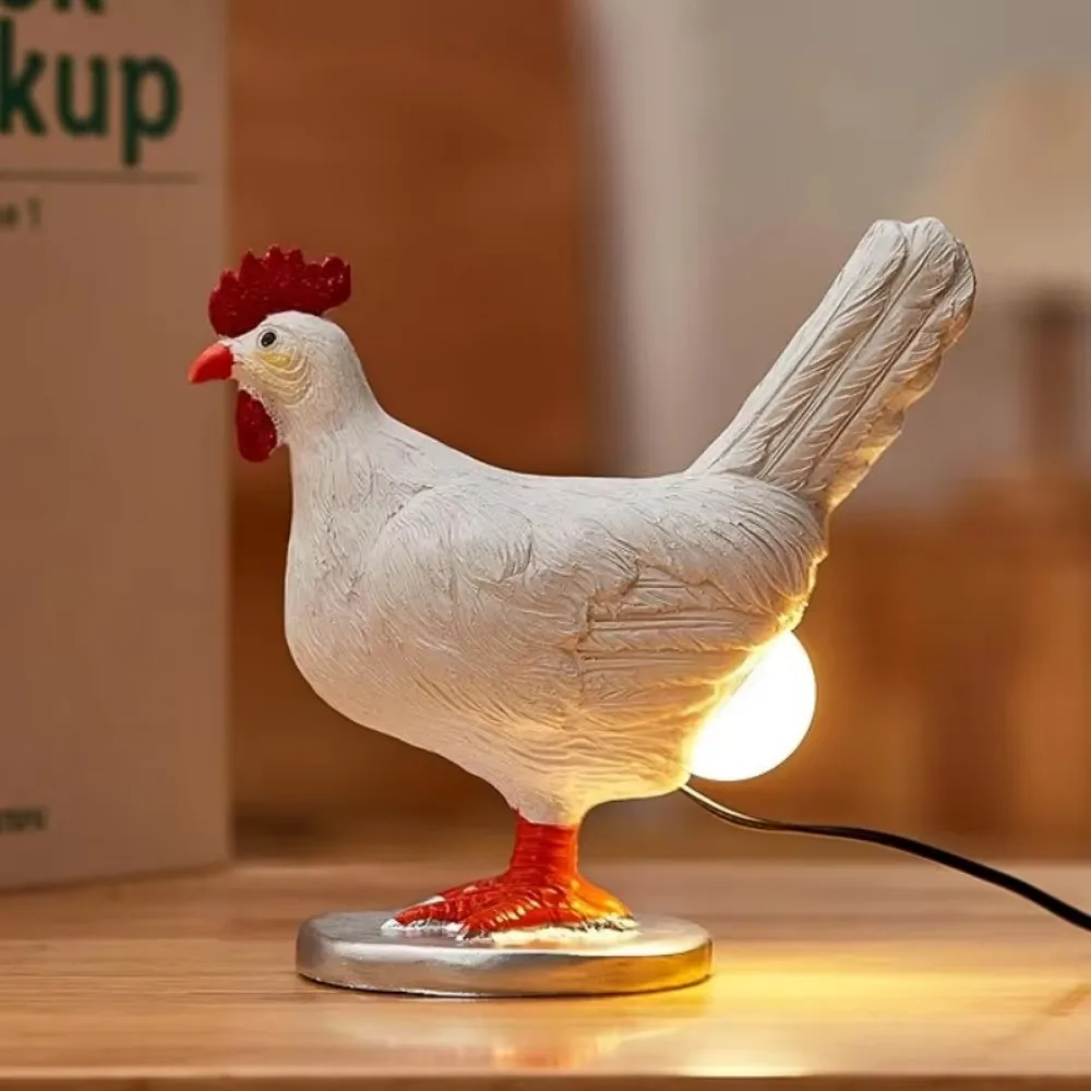 USB Charging Hen Laying Egg Statue Luminous Stable Base Simulation ...