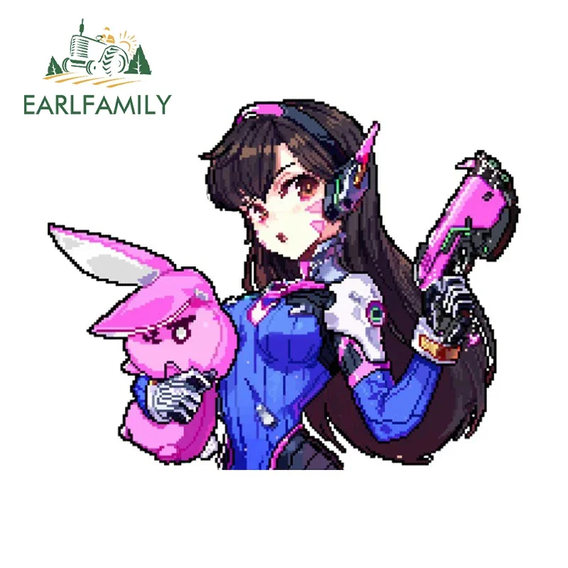 EARLFAMILY 13cm x 10.2cm for Dva Overwatch Pixel Car Stickers Sunscreen ...