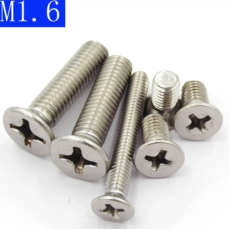 M1.6 - 0.35 304 Stainless Steel Phillips FLAT HEAD Machine Screw DIN ...