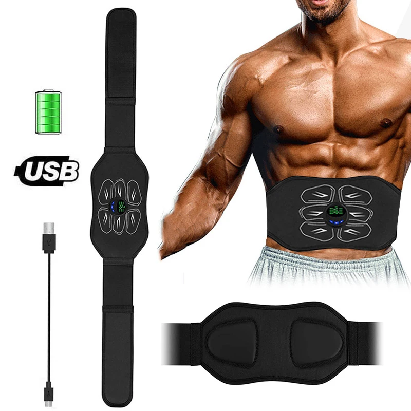 Portable ABS Muscle Stimulator Toner Abdominal Trainer Belt Body Ab ...
