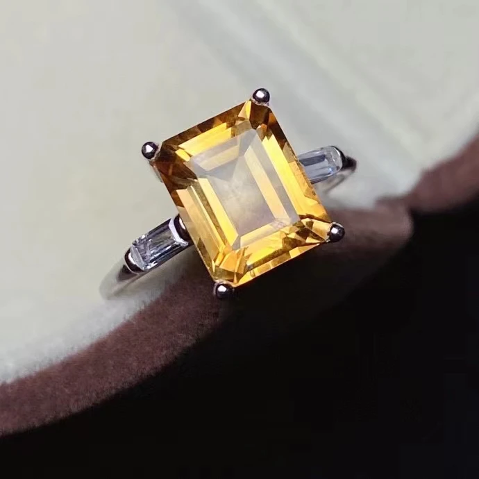 Luxury-Silver-Yellow-Crystal-Ring-for-Party-4ct-8mm-10mm-Emerald-Cut ...