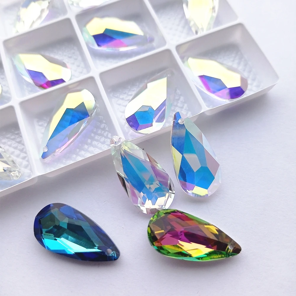 12x24MM-Tear-Drop-Shape-Single-Hole-Glass-Rhinestone-Pendant-Glitter ...