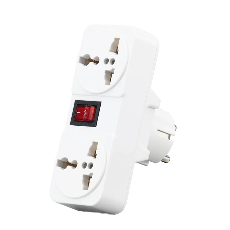 White Copper 250v 10a Eu Universal Adaptor Socket Portable 2way Outlet ...