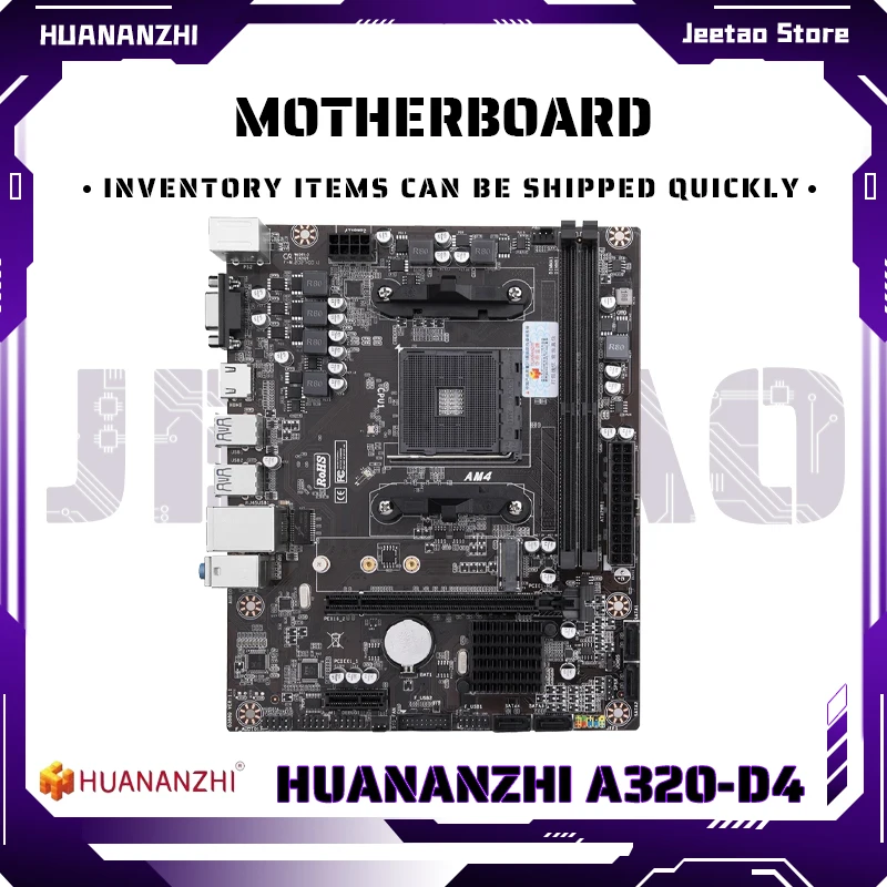 HUANANZHI A320-D4 16GB M-ATX Motherboard AMD para Suporte 1331 DDR4 AM4 ...