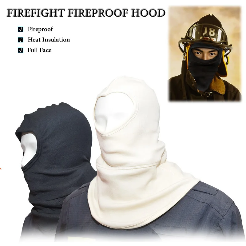 Black-Firefighter-Fireproof-Protection-Hood-Helmet-Fire-Heat-Insulation ...
