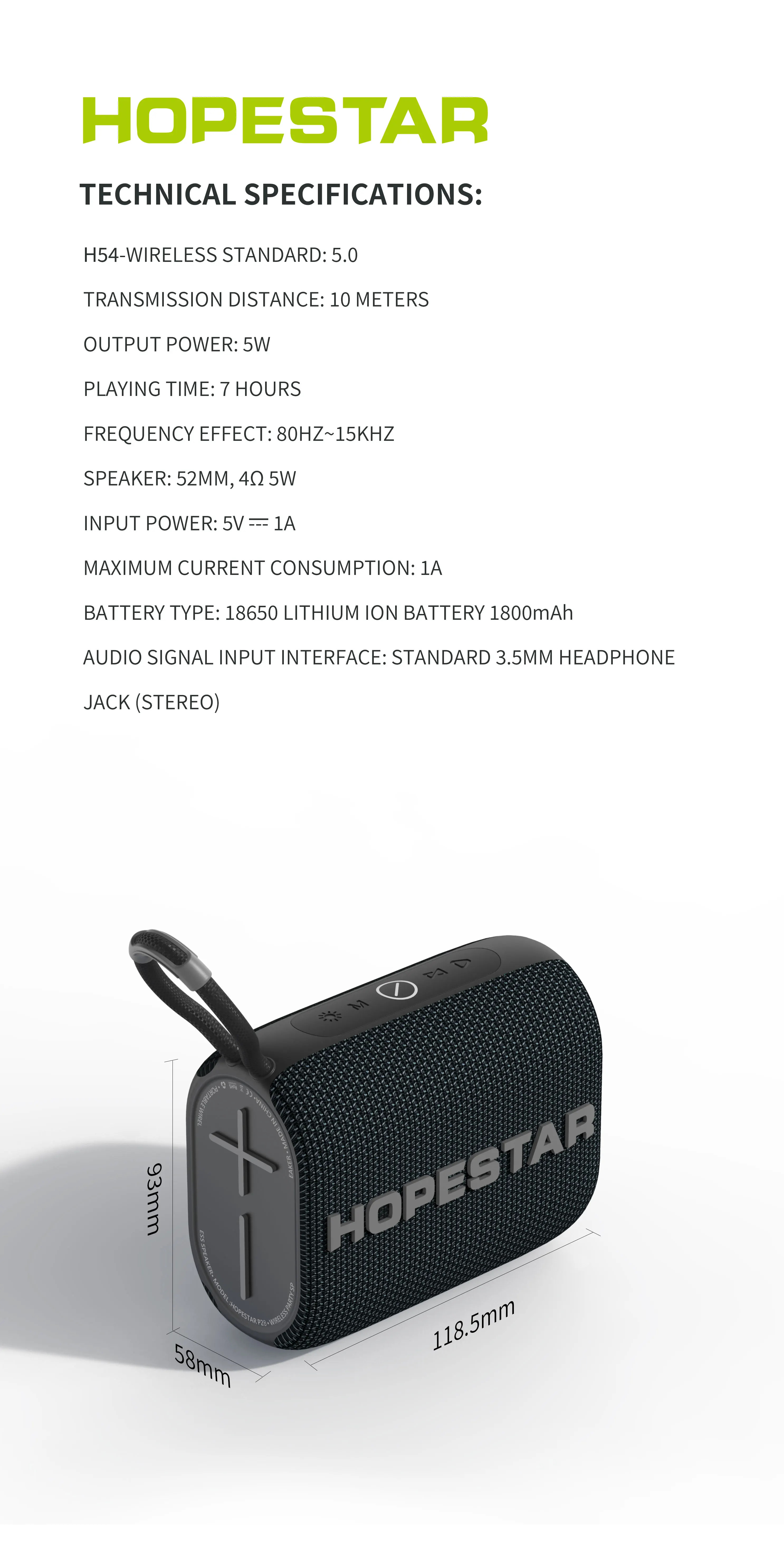 HOPESTAR H54 大功率便攜式藍牙音箱強大的無線低音炮重低音戶外防水音響系統收音機 FM TF - 豐盛數碼電器