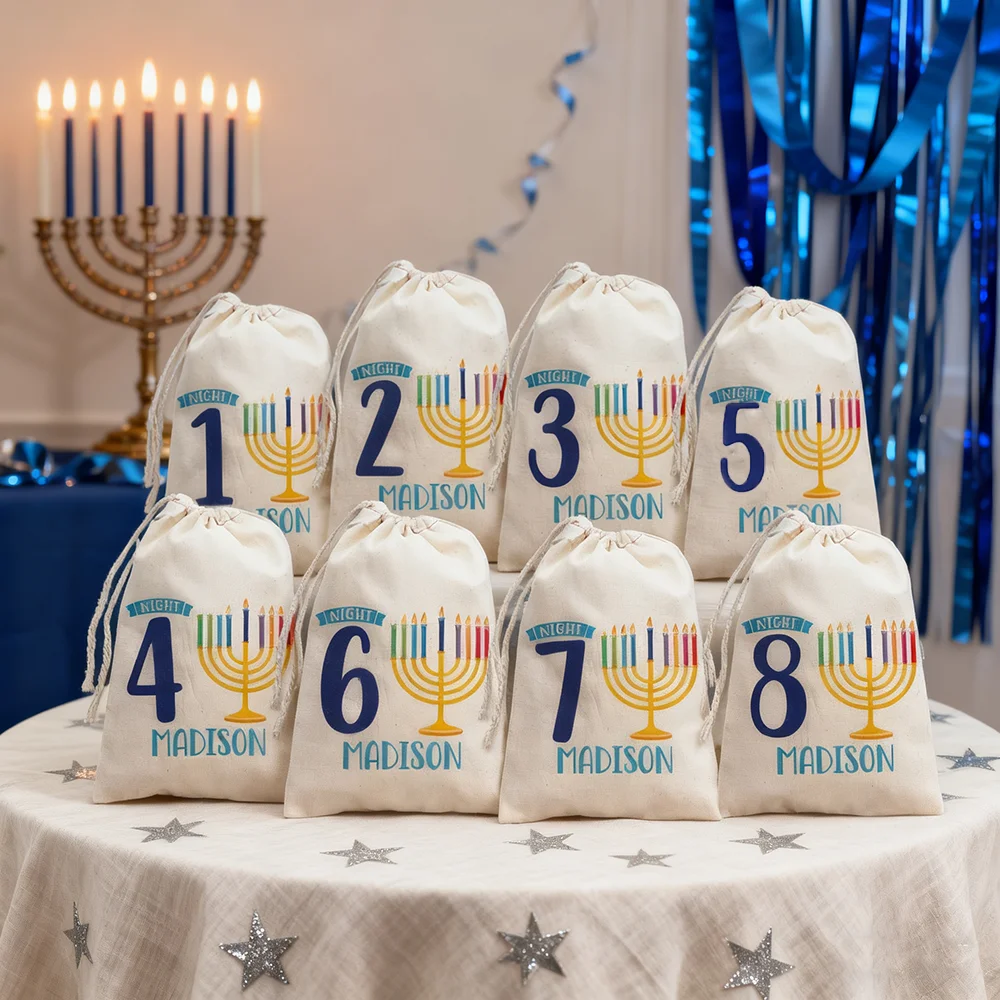 Personalized 8Pcs Hanukkah Gift Bag Set 8 Nights of Chanukah Countdown ...