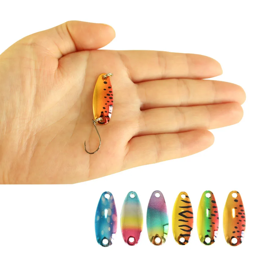 6pcs Copper Colorful Artificial Spoon Fishing Lures Single Hook Bass ...