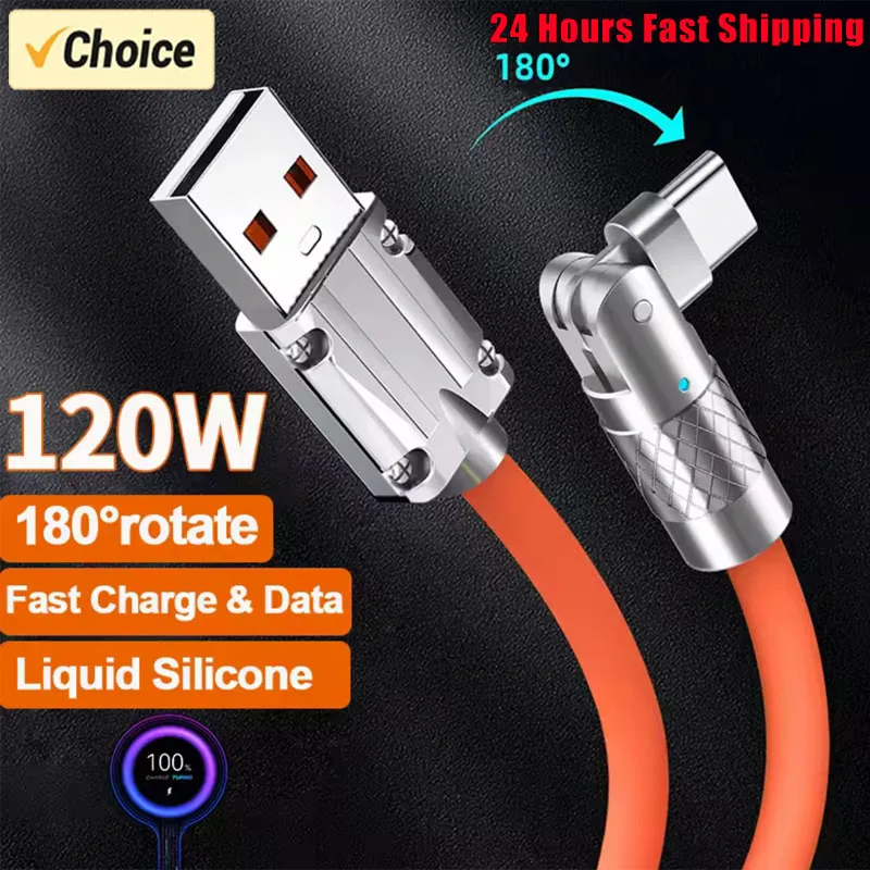 120W-7A-Fast-Charge-USB-Type-C-Cable-180-Degree-Rotation-Elbow-Cable ...