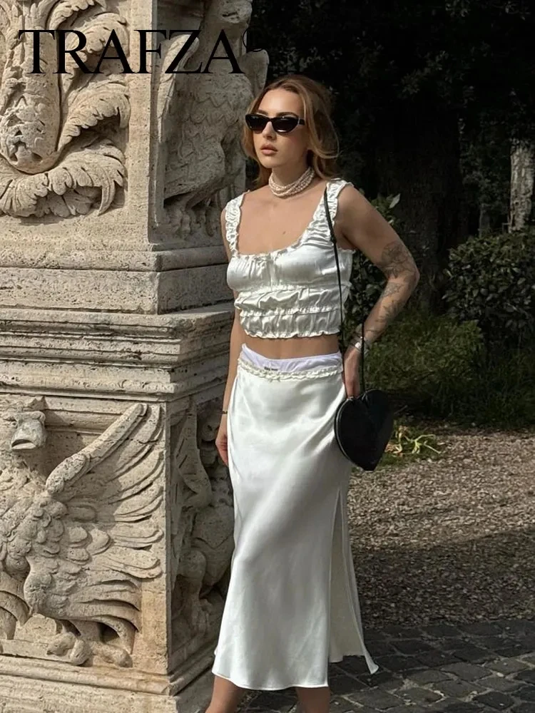 TRAFZA-Elegant-Women-s-Satin-Layered-Decorative-Silk-Satin-Textured ...