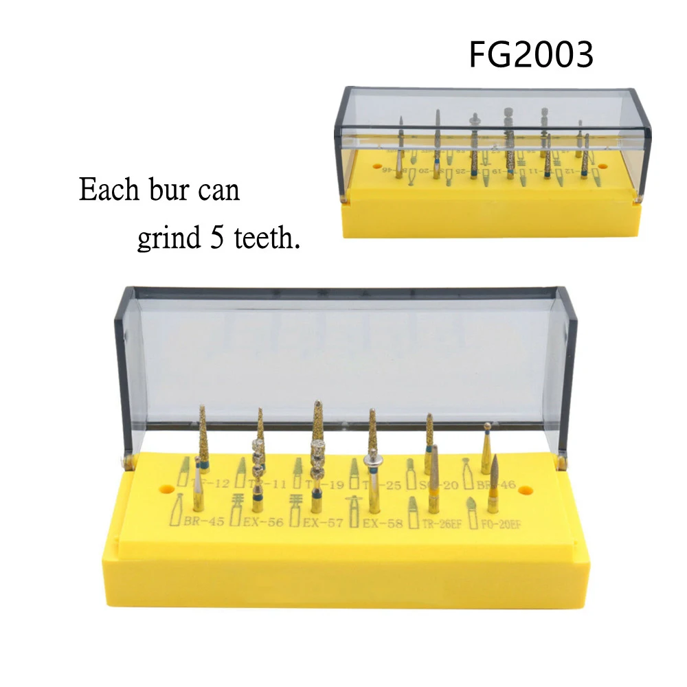 Dental Diamond Burs Drill Set Polishing High Speed Dentistry Bur Bit ...