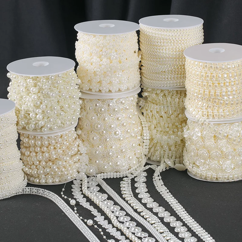 1 Meter Imitation Pearl Beads Line Chain Trim Pearls for Crafts DIY ...