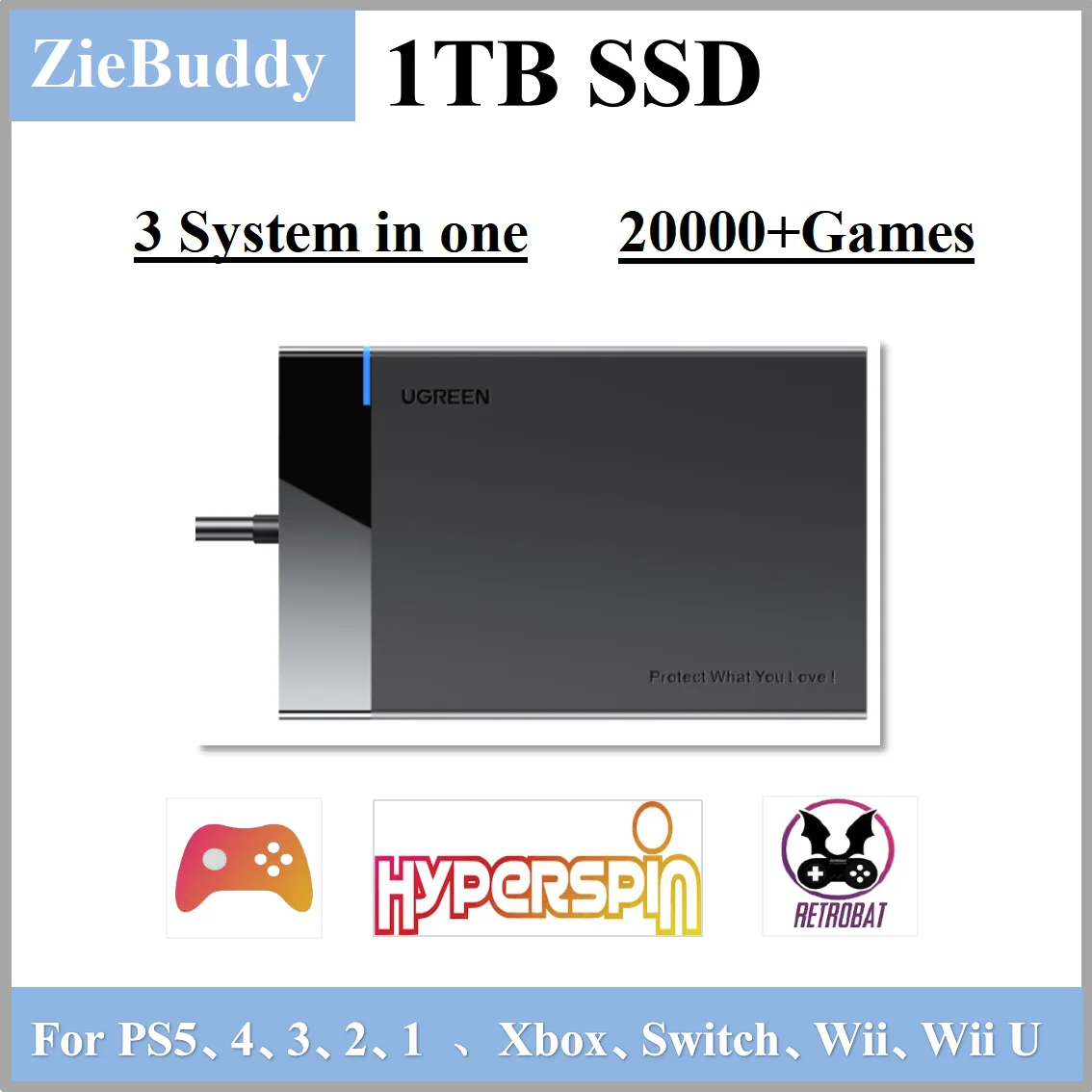 Retro Game 1TB SSD Console contains Retrobat Playnite and Hyperspin em ...