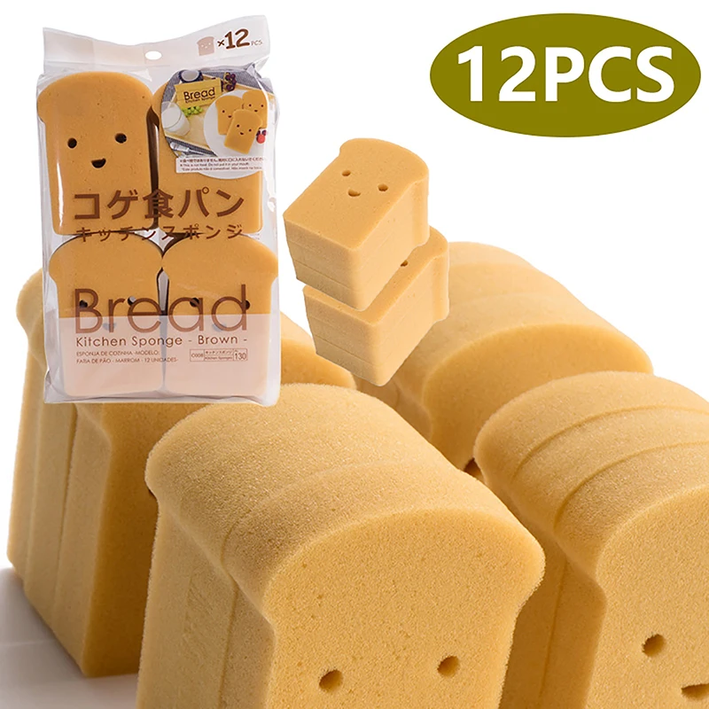 12PCS-Bread-Sponge-Scrubber-Dish-Washing-Reusable-High-Density-Cleaning ...