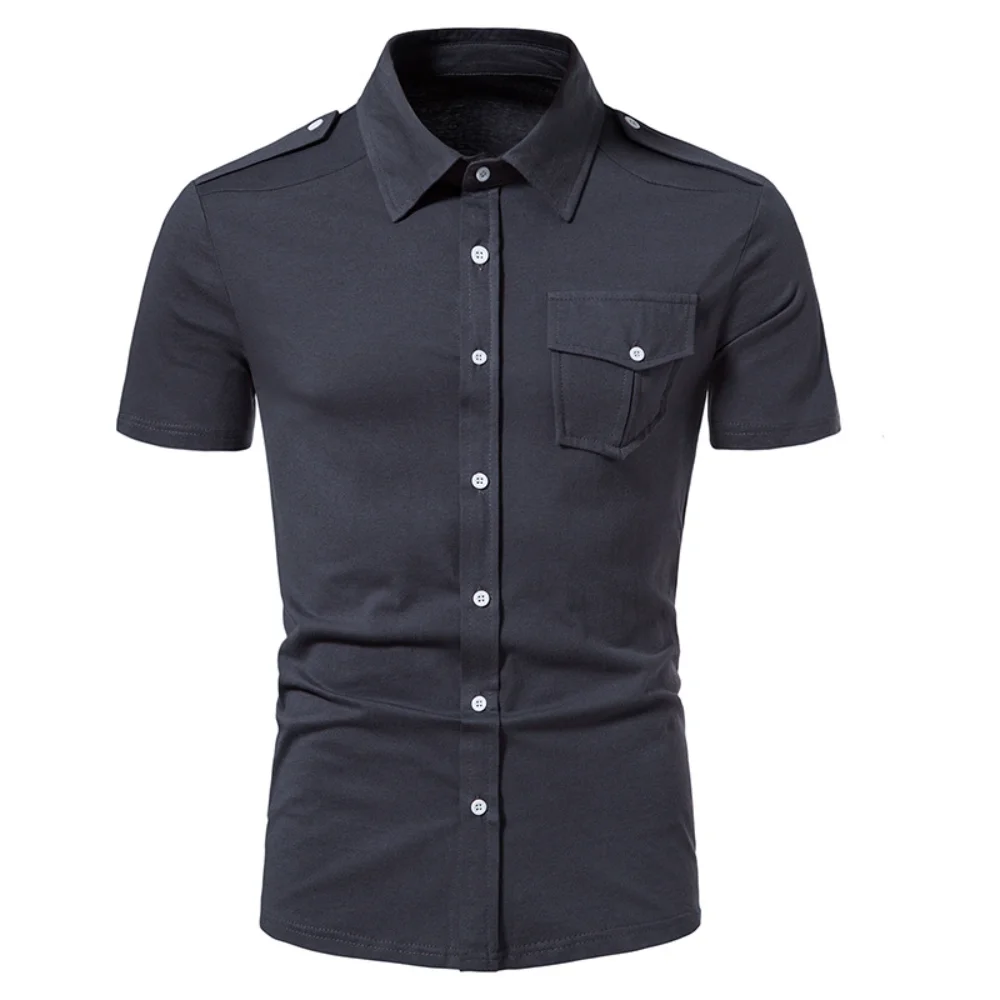 New-High-Quality-Men-t-Shirts-Solid-Summer-Short-Sleeve-Casual-Shirt ...