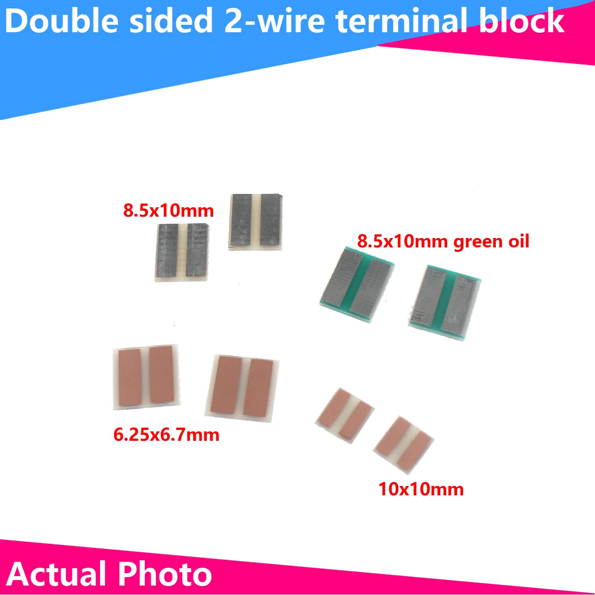 50PCS-Double-sided-2-wire-terminal-board-6-25X6-7-8-5X10-10X10MM ...