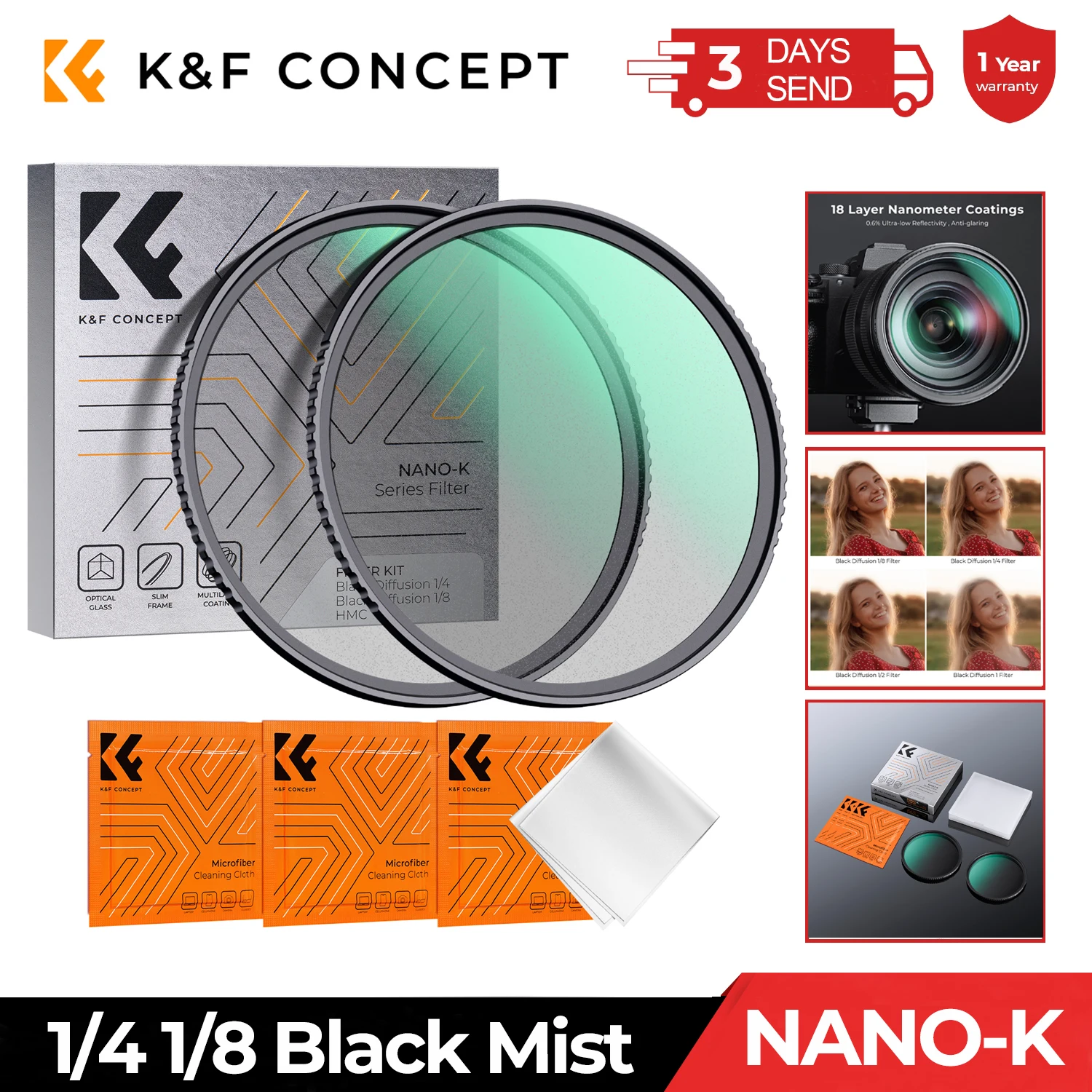 K-F-Concept-49-82mm-Black-Mist-Diffusion-Filter-1-4-1-8-with-Multi ...