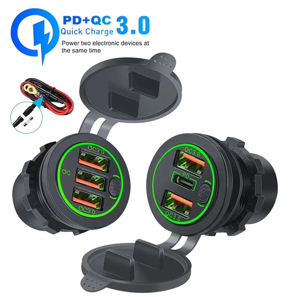 100W Dual QC 3.0 USB PD Type C Three Outlet Car Phone Cell Phone ...