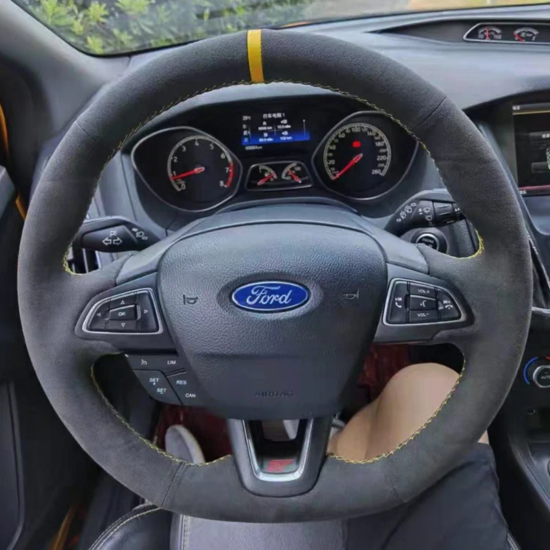 Custom Car Steering Wheel Cover Suede 100% Fit For Ford Focus (rs | St ...