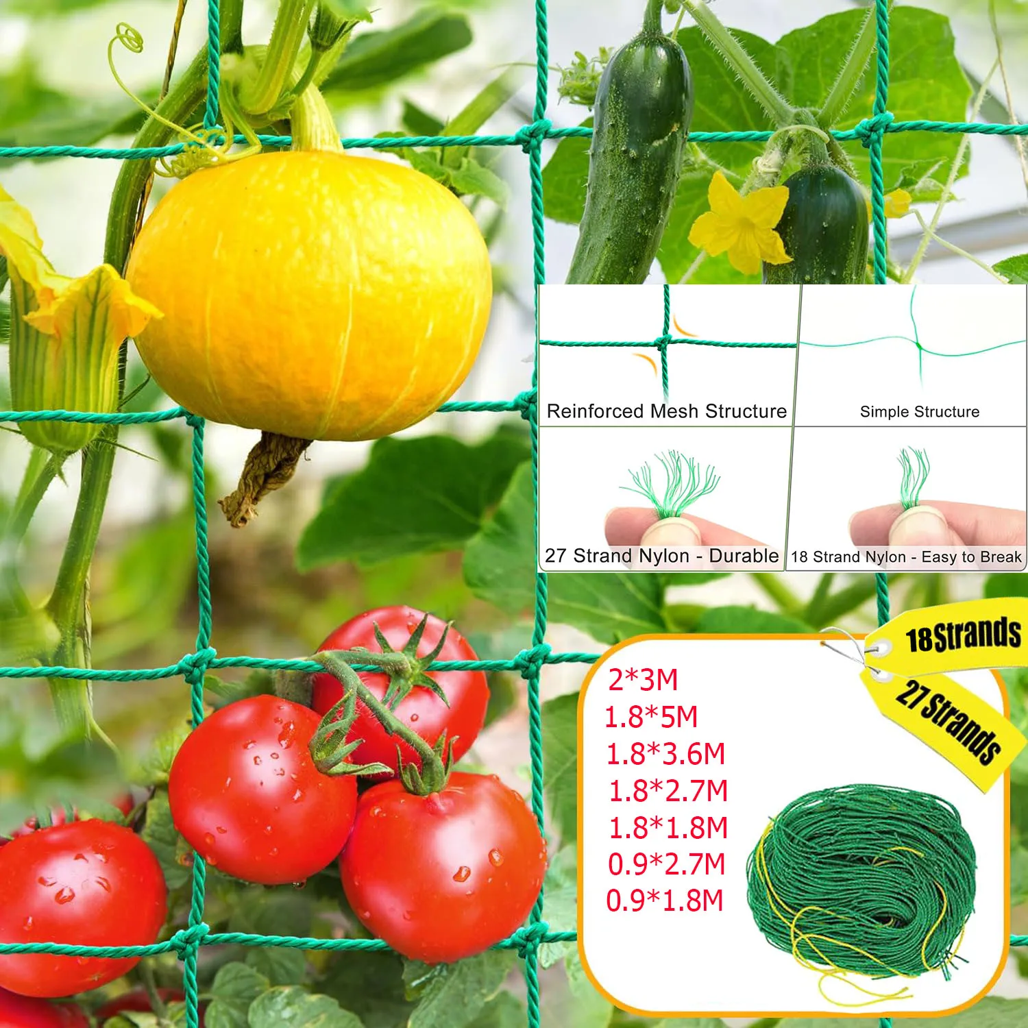 Cucumber-Net-Trellis-Netting-Outdoor-Heavy-Duty-Nylon-Plant-Climbing ...