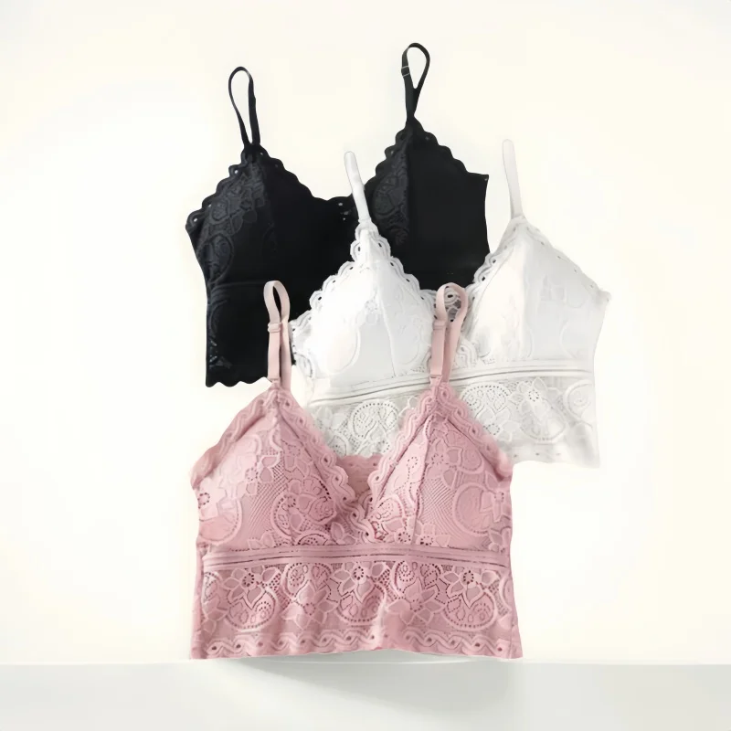 Reggiseno in pizzo da donna Reggiseno senza ferretto in pizzo floreale ...