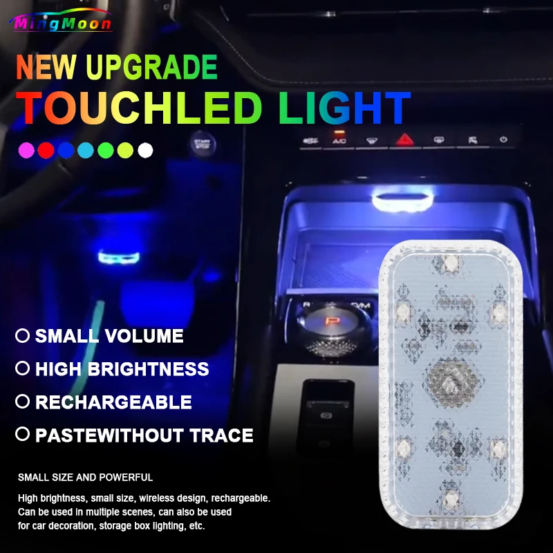 LED Touch Light Mini Wireless Car Interior Lighting Auto Roof Ceiling ...