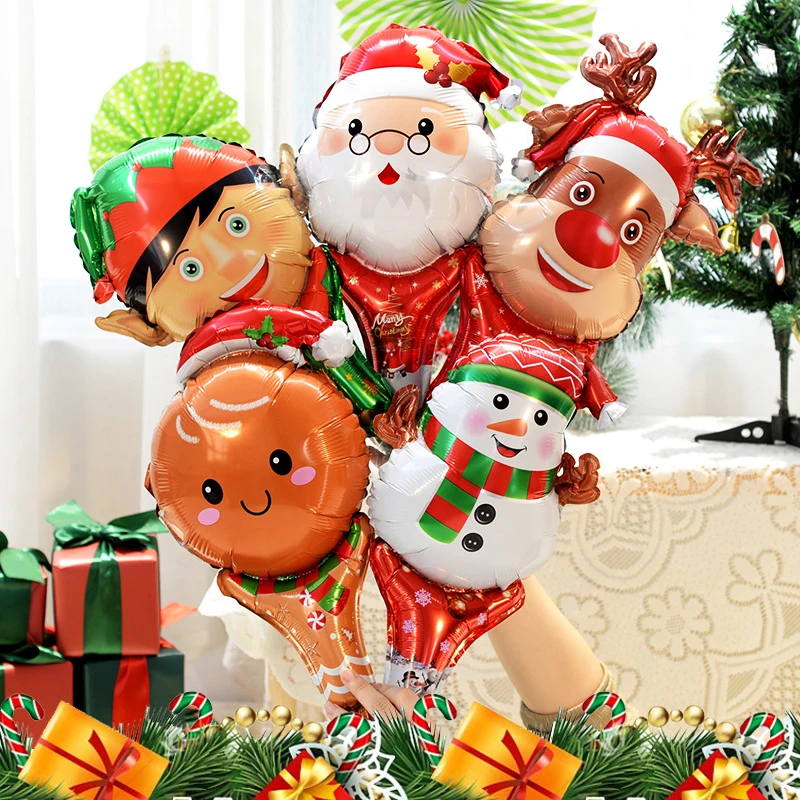 Christmas-Theme-Handheld-Balloons-Strike-Stick-Aluminum-Film-Party-Foil ...