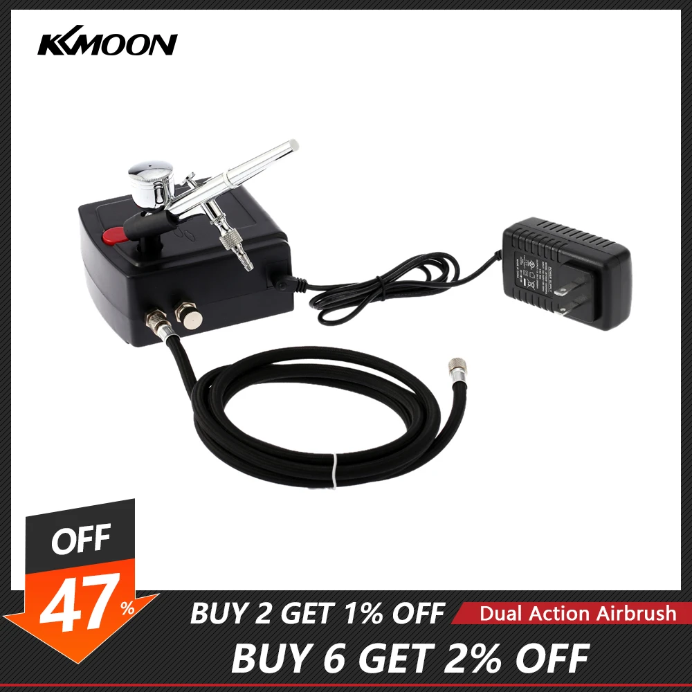 Dual Action Airbrush Spray Gun Air Compressor Kit Art Painting Tattoo ...