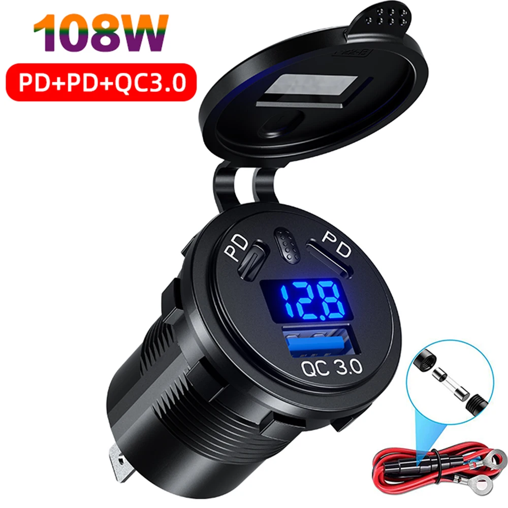 Three-Port-12V-24V-USB-Charger-Socket-Dual-PD-45W-Type-C-and-18W-Quick ...