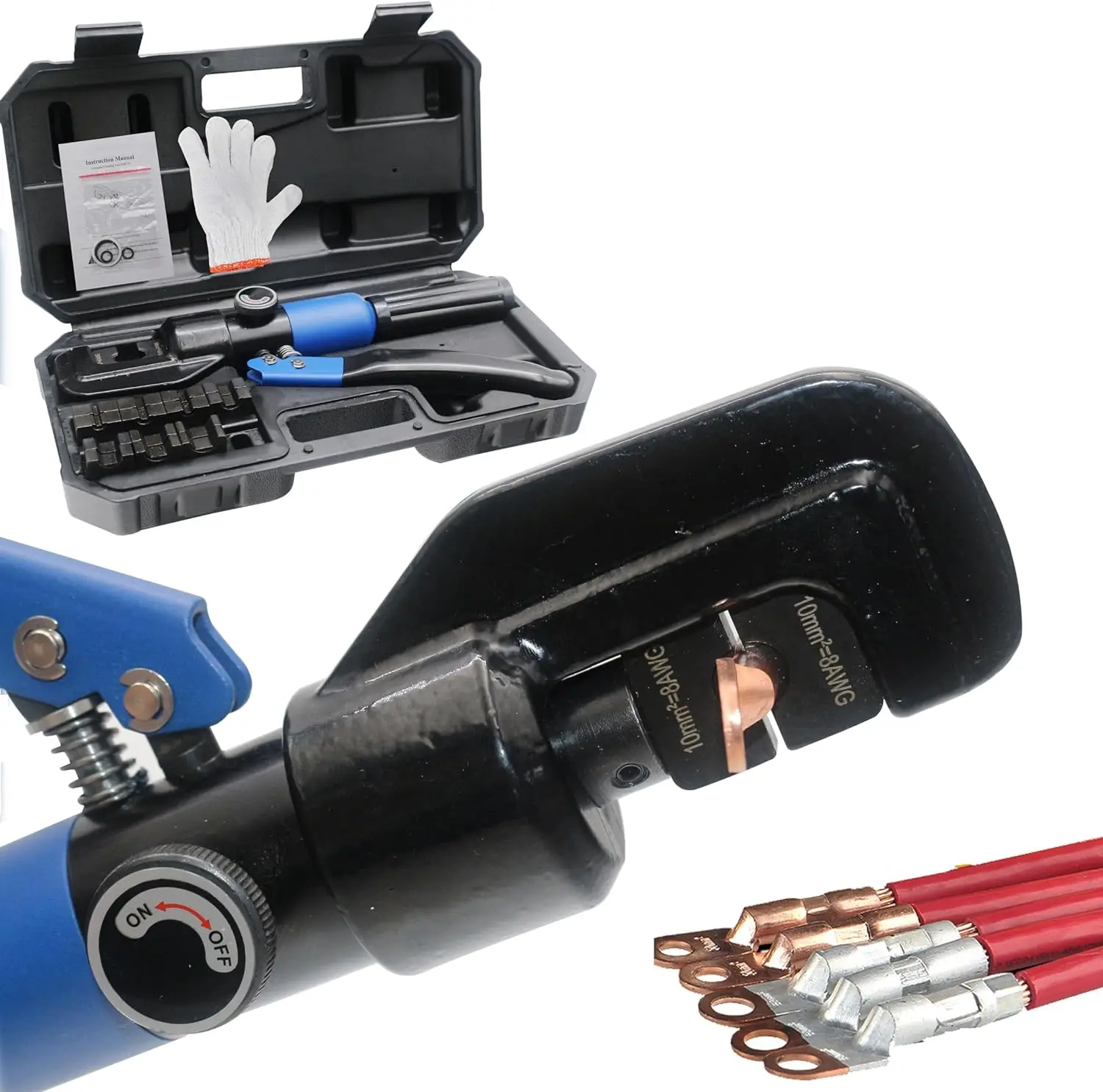 iGeelee-YQK-70-6T-Hydraulic-Crimping-Tool-Kit-w-8-Dies-Carry-Case-for ...