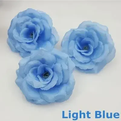 10PCS-Light-Blue-Silk-Artificial-Roses-Flower-Head-for-Wedding ...