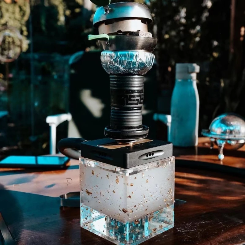 Gold-Foil-Square-Hookah-Acrylic-Set-Pipes-Smoking-Grass-Shisha-Smoking ...