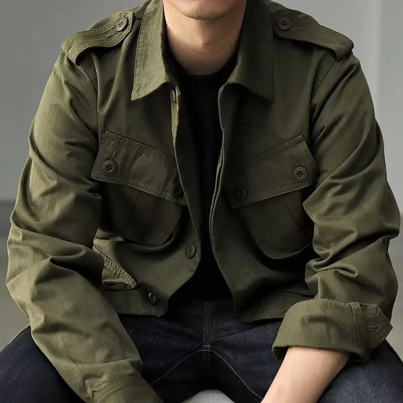 Military-Cargo-Jacket-Men-Spring-Autumn-Multi-Pocket-Solid-Color-Retro ...