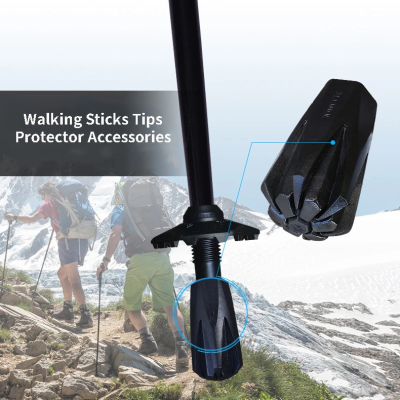 5 Pieces Trekking Hiking Stick Tips Antislip Walking Pole Cap Cover ...