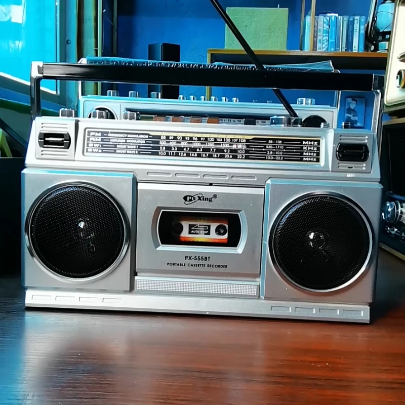 Retro Cassette Boombox AM/FM/SW1-2 Radios with Bluetooth/USB/TF Play ...