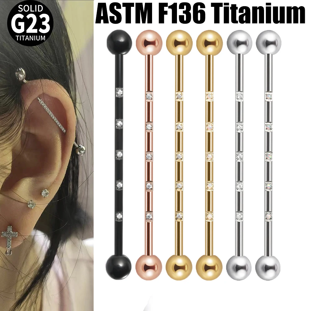 Tit-nio-Industrial-Barbell-Earrings-Incrustado-com-Opala-Rosca-externa ...