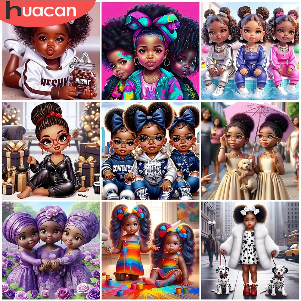 HUACAN-Coloring-By-Numbers-African-Girl-Painting-Portrait-Drawing-Arts ...