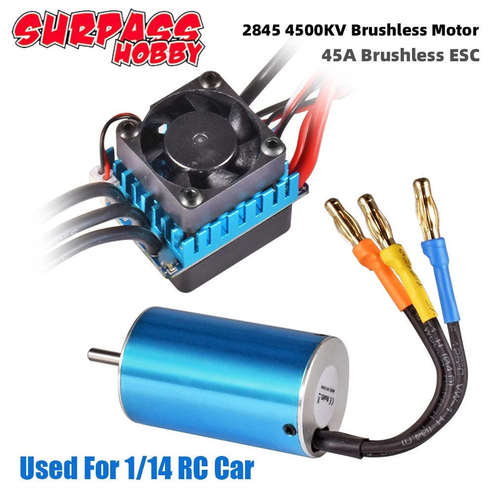 SURPASS HOBBY 2845 Brushless Motor 4500KV 45A ESC Combo for 1/14 RC Car ...