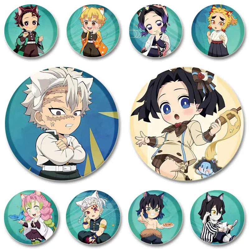 Cute Anime Figure Chibi Badges Cartoon Obanai Mitsuri Brooch Backpack ...
