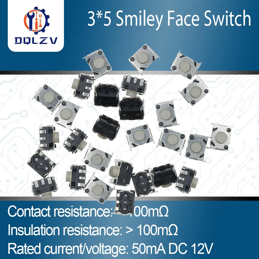 50PCS Touch Switch 3*5 Smiley Face Switch 3.5H Side Press Micro Key ...