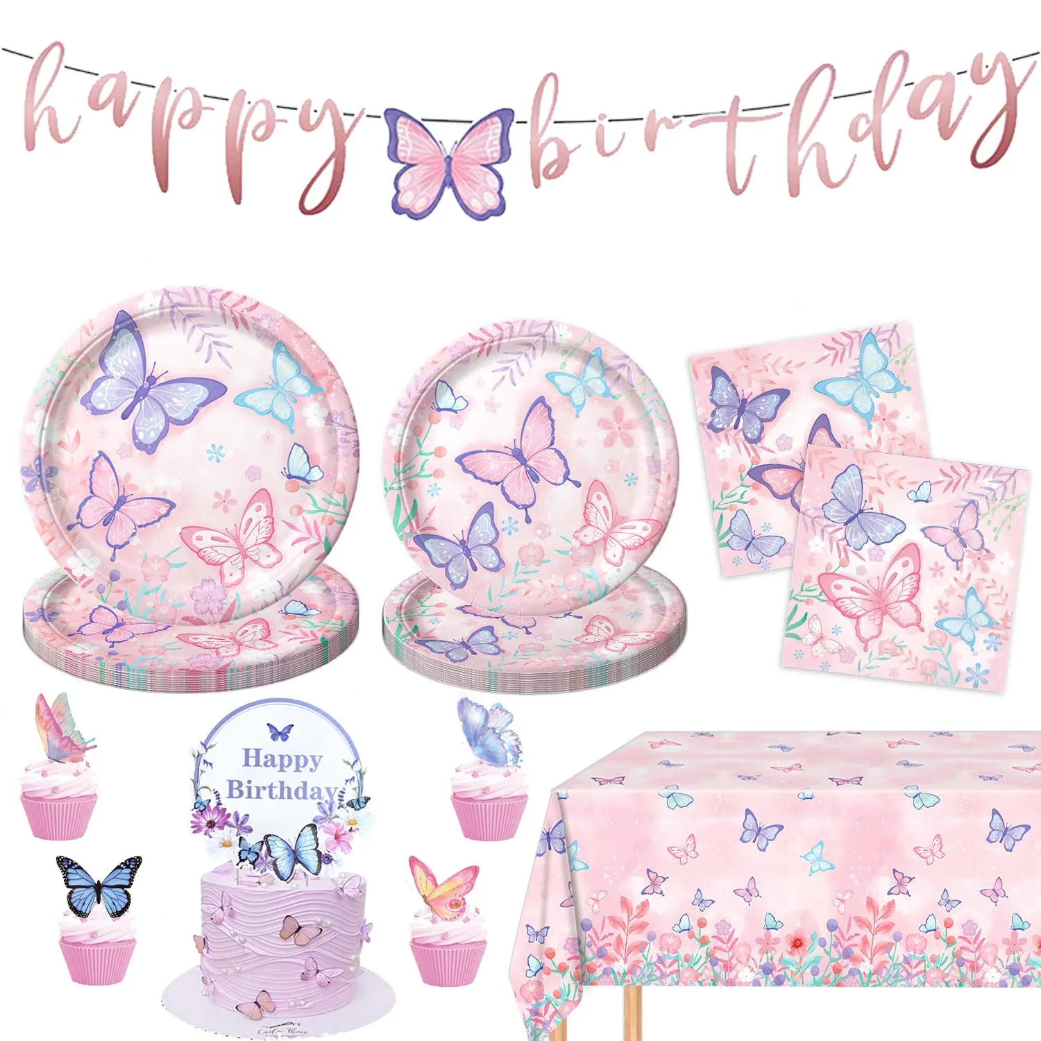 Butterfly-Party-Supplies-Disposable-Tableware-Tablecloth-Butterfly ...