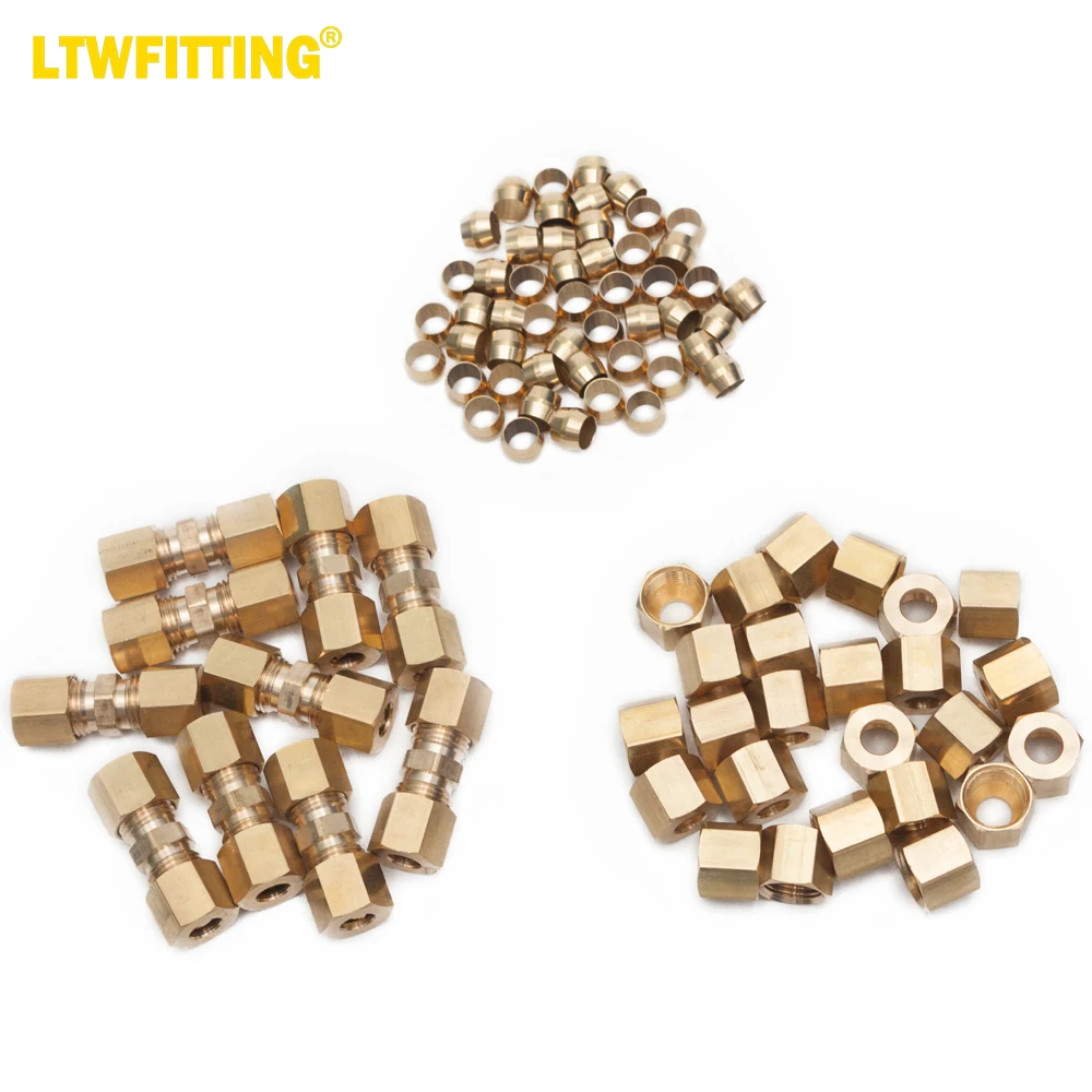 LTWFITTING-Value-Pack-1-4-Inch-OD-Brass-Compression-Union-Sleeve ...