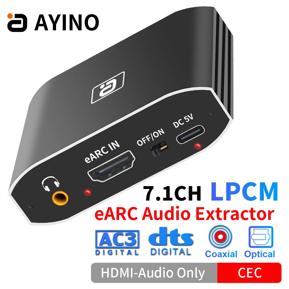 AYINO eARC Audio Extractor 192Khz DAC Converter DTS AC3 LPCM HDMI-Compatible Audio Only Adapter ...