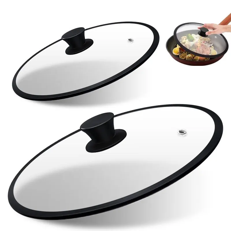 Vented Tempered Glass Universal Lid for Pot Pan Skillet with Heat ...