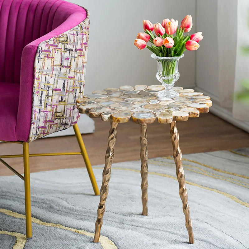 Living-Room-Retro-Corner-Table-Agate-Stone-Desktop-End-Table-Creative ...