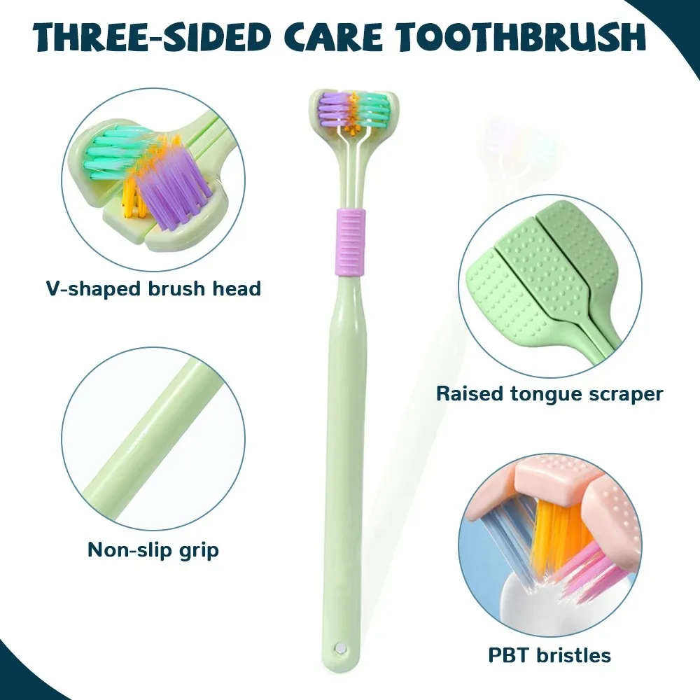 3D Stereo Three-Sided Toothbrush Ultra Fine Soft Hair Adult Toothbrush ...